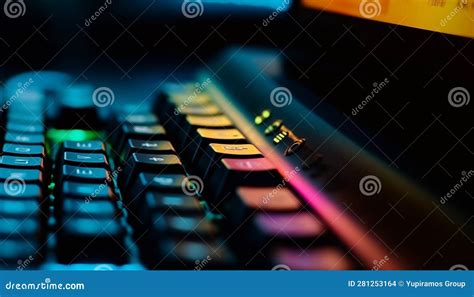 Glowing Blue Push Button Controls Lighting Equipment In Nightclub Generated By AI Stock