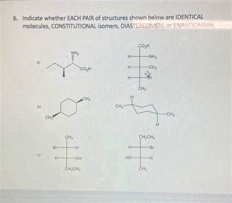 Solved Indicate Whether EACH PAIR Of Structures Shown Chegg