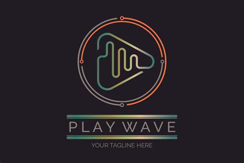 Play Wave Button Line Style Logo Vector Graphic By Lordottori · Creative Fabrica