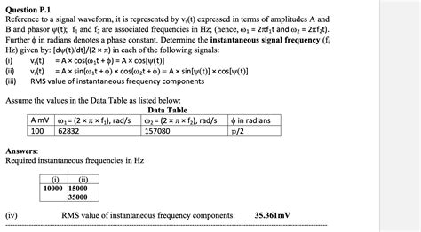 Solved Question P Reference To A Signal Waveform It Is Chegg