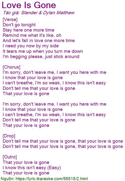 Lời Bài Hát Love Is Gone Slander And Dylan Matthew Có Nhạc Nghe