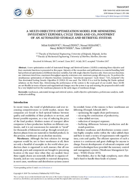 Pdf A Multi Objective Optimization Model For Minimizing Investment