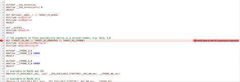Ios Invalid Token At Start Of A Preprocessor Expression In