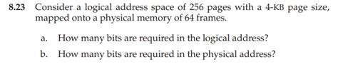 solved 8 23 consider a logical address space of 256 pages