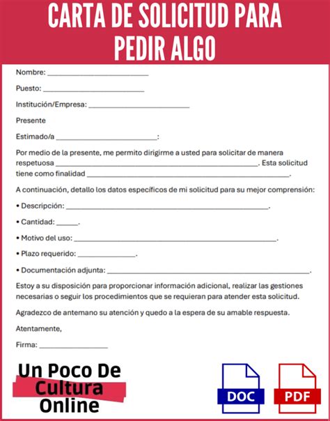 Carta De Solicitud Para Pedir Algo Modelos Y Ejemplos