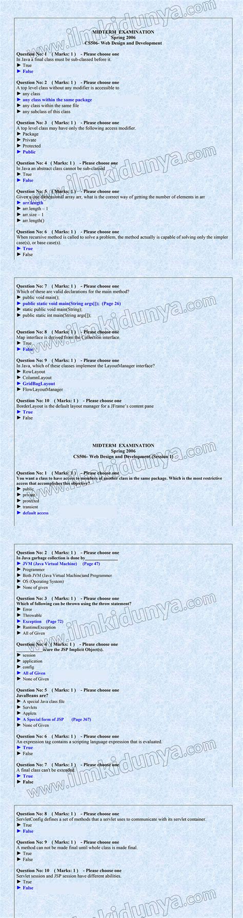 Cs506 Spring 2006 Midterm Mcqs