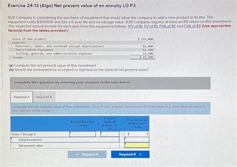 solved exercise 24 13 algo net present value of an annuity