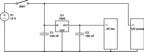 Power Supply Lm7805 Circuit Not Working When 12v Source Is Also Driving Another Load