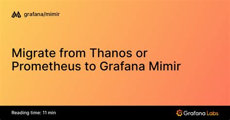 Migrate From Thanos Or Prometheus To Grafana Mimir Grafana Mimir Documentation