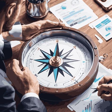 Man Is Cutting A Compass With A Needle Pointing To The Center Of The Compass Premium Ai