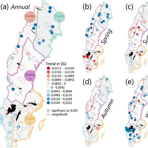 Spatial Patterns Of Observed Trends In A Annual And B E Seasonal Download Scientific