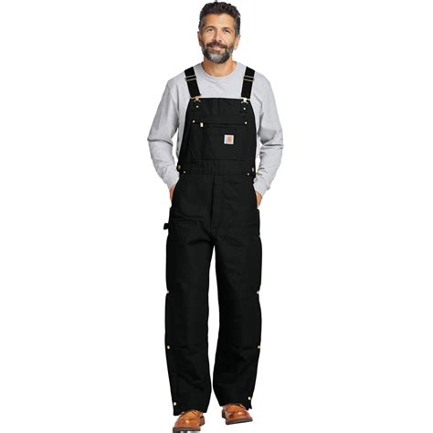 Carhartt Unisex Black Firm Duck Insulated Bib Overalls Merchology Acbl