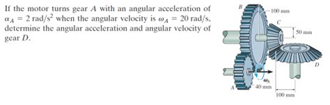Solved If The Motor Turns Gear A With An Angular Accelera