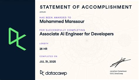 Completed Ai Engineer For Developers Track On Datacamp Built 3