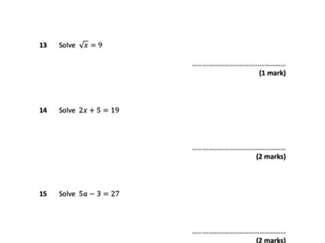 Exam Questions Solving Equations Teaching Resources