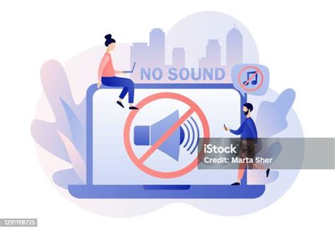 소리가 나지 않습니다 조용한 영역 개념 소음 기호와 작은 사람들을 중지합니다 볼륨 끄거나 스마트폰 또는 노트북용 모드 기호를 음소거합니다 현대 플랫 만화 스타일 흰색 배경의
