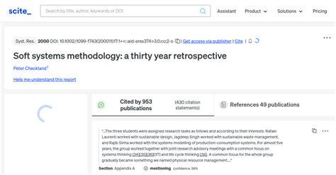 Soft Systems Methodology A Thirty Year Retrospective Scite Report