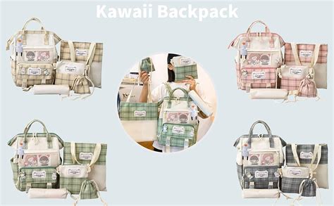 Hopecn Kawaii Backpack With Cute Pin And Accessories 5pcs