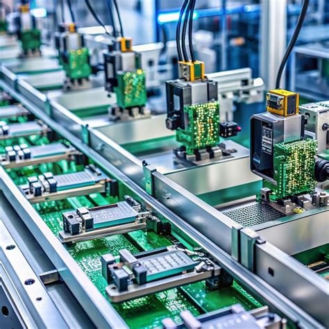 Premium Photo Precision Robotics Modern Pcb Assembly Line Closeup