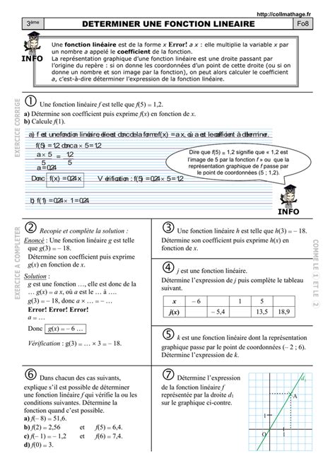 Déterminer Une Fonction Linéaire