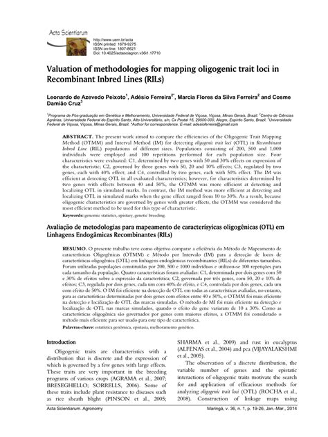 Pdf Valuation Of Methodologies For Mapping Oligogenic Trait Loci In Recombinant Inbred Lines