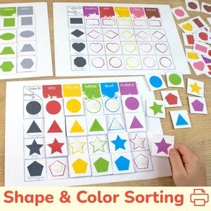 Shape Color Sorting Printable Activity Babe Busy Book Etsy