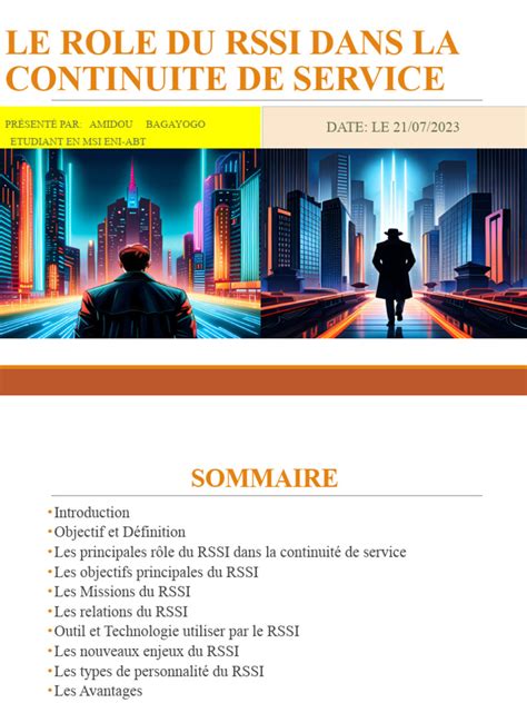 le role du rssi dans la continuité de service pdf sécurité