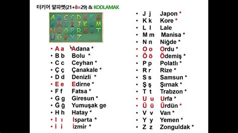 01 03 터키어 튀르키예어 알파벳 배우기 Youtube