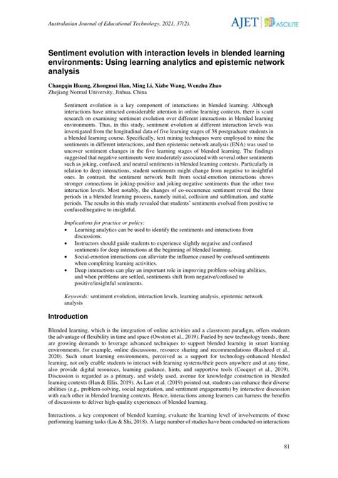 Pdf Sentiment Evolution With Interaction Levels In Blended Learning Environments Using