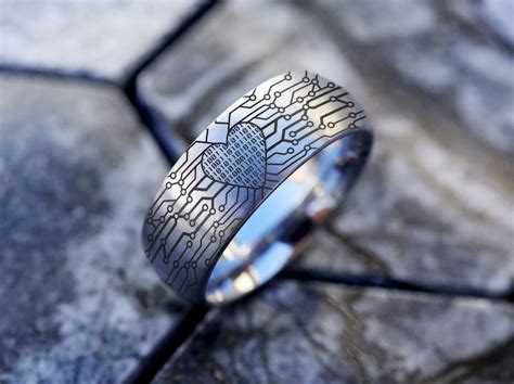 Binary Code Circuit Ring Circuit Board Wedding Band Circuit Board