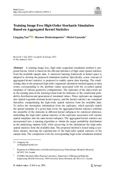 Pdf Training Image Free High Order Stochastic Simulation Based On Aggregated Kernel Statistics