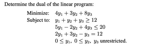 Solved Determine The Dual Of The Linear Program Minimize