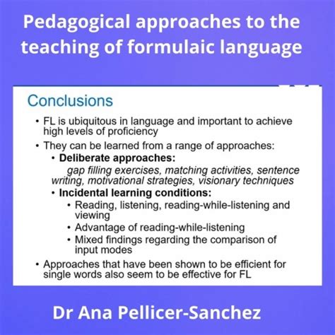 Pedagogical Approaches To The Teaching Of Formulaic Language