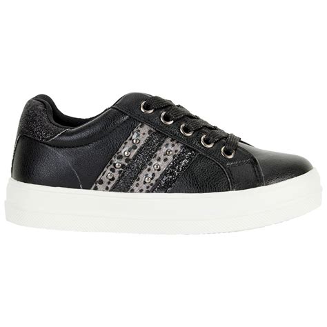 Baskets Noires Effet Cuir Avec Paillettes Pour Fille Saxo Blues