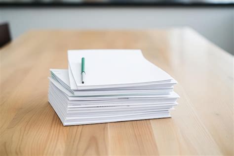 A Stack Of Untouched Handwriting Practice Sheets On A Table Premium