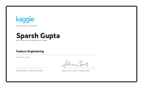 sparsh gupta completed the feature engineering course on kaggle