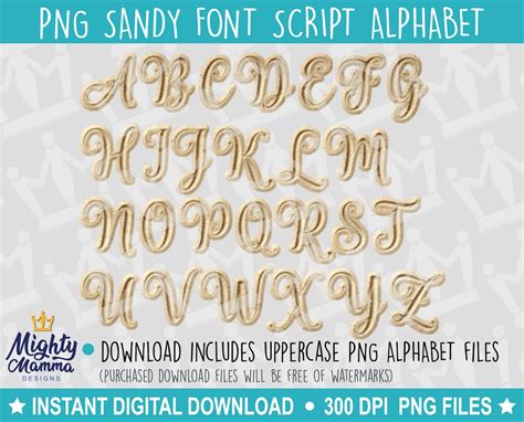 Sandy Script Png Font Beach Sand Alphabet And Number Design Etsy