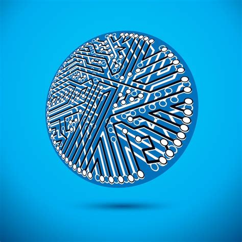 벡터 마이크로칩 디자인 Cpu입니다 정보 통신 기술 요소 원형의 회로 기판 프리미엄 벡터