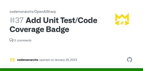 Add Unit Testcode Coverage Badge · Issue 37 · Codemonarchsopenaisharp · Github