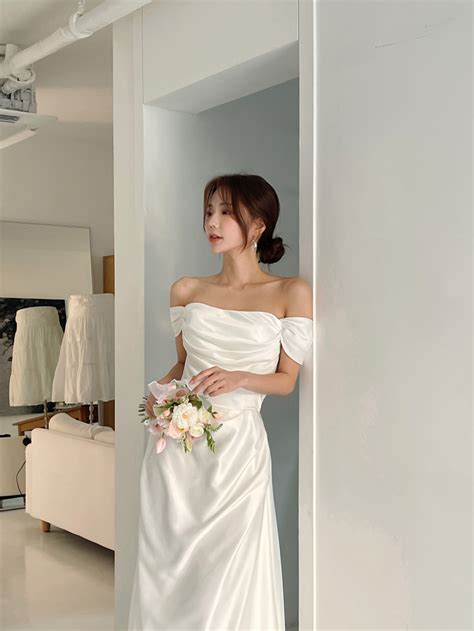 모반디 리사 오프숄더 셀프웨딩 드레스 스냅 촬영 브라이덜샤워 피로연 돌잔치 파티 2부 원피스