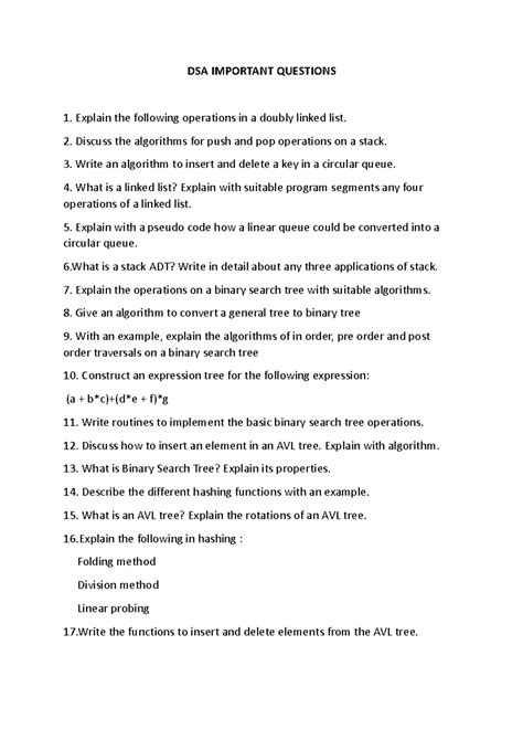 Dsa Important Questions Dsa Important Questions Explain The Following