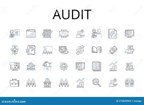 Audit Line Icons Collection Checkup Verification Inspection