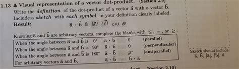 Solved 13 Visual Representation Of A Vector Dot Product Chegg Com