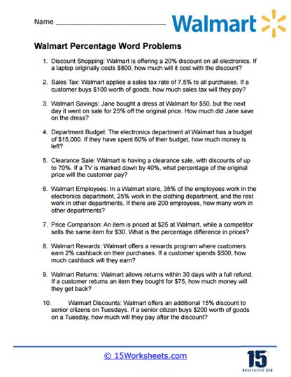Basic Percentage Word Problems Worksheets Library