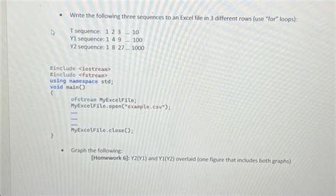 solved write the following three sequences to an excel