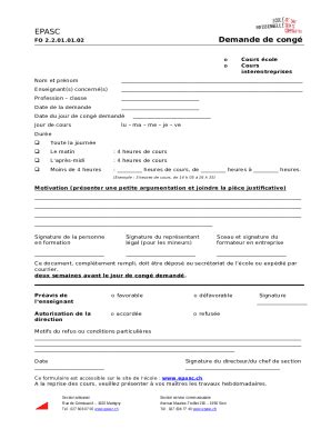 Demande De Cong Doc Template Pdffiller