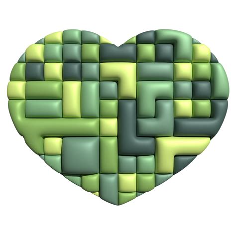 3d Heart Shape Green Slice Of Piece Decorative Symbol For Element