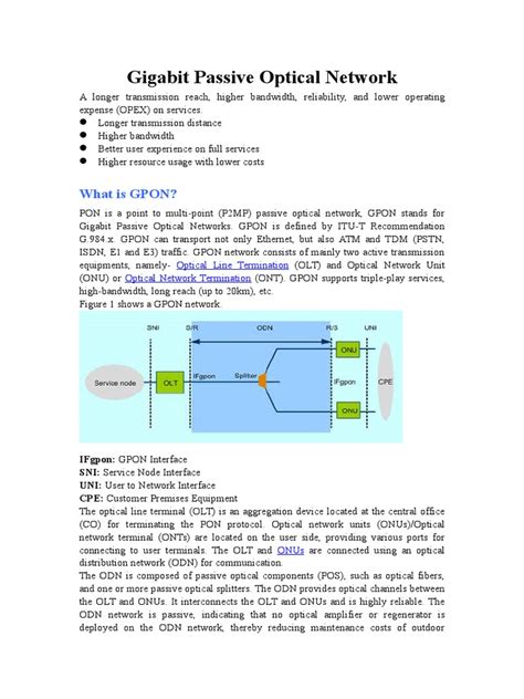 Ont Olt And Mdu In Gpon Technology Fiber To The X Internet Protocols