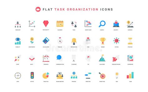 Organization Of Business Tasks Workflow Structure Hierarchy Of Solutions Color Icon Set Stock