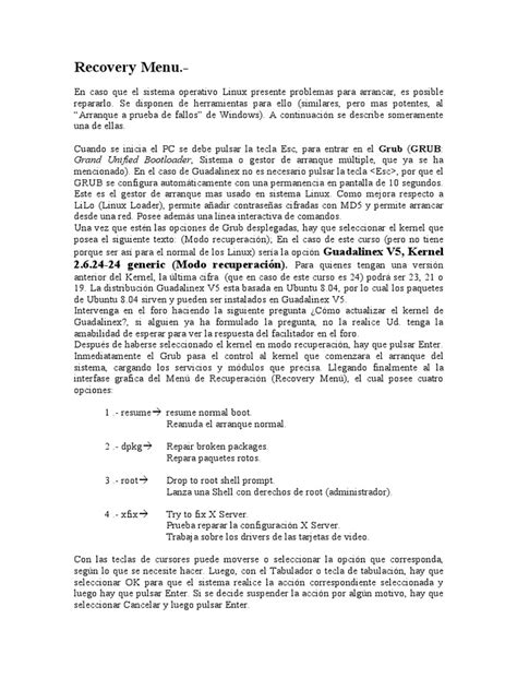 Recovery Menu Pdf Pdf Arranque Tecnología De Sistema Operativo